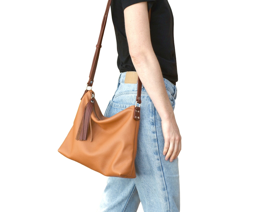 SLOUCHY LEATHER BAG| Leather Long Strap Mini Bag for Women| Leather ...