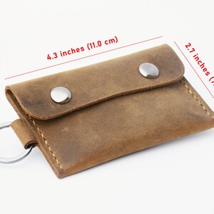 Brown Mini Keychain Wallet for Men, Leather Wallet With Keyring, Slim ...