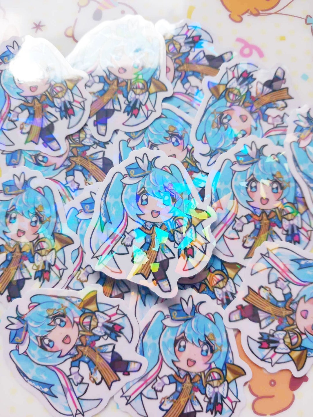 Snow Miku - Vinyl Holographic Broken Glass Sticker - Crypton Vocaloid ...