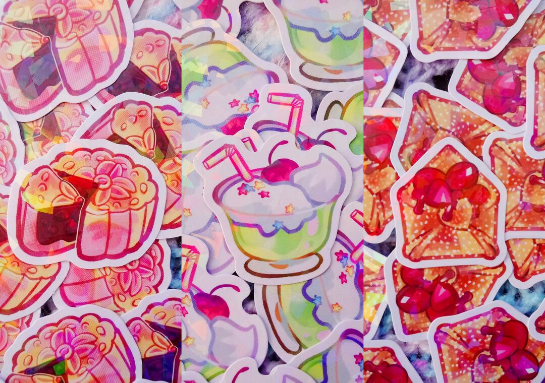 Sweets Stickers 3X ( Vinyl Holographic Mooncake Pastry Envelope Cream ...