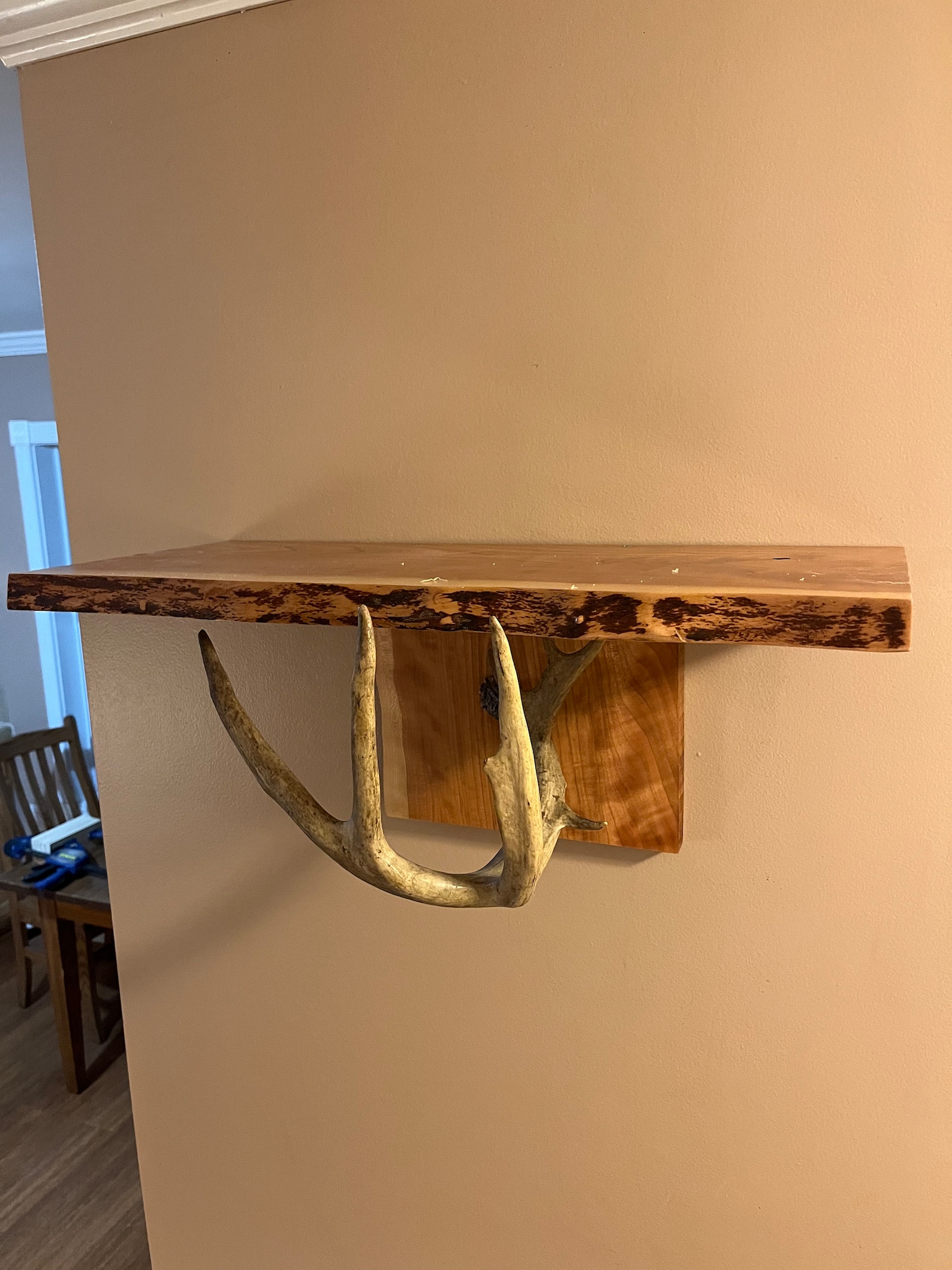 Live Edge, Cherry Antler Shelf - Etsy