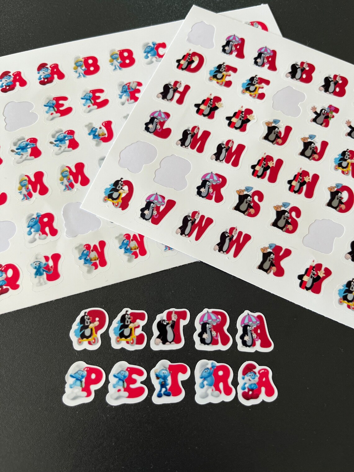 54 Dielna Sada, the Smurf Alphabet, Šmolková Abeceda, Stickers ...