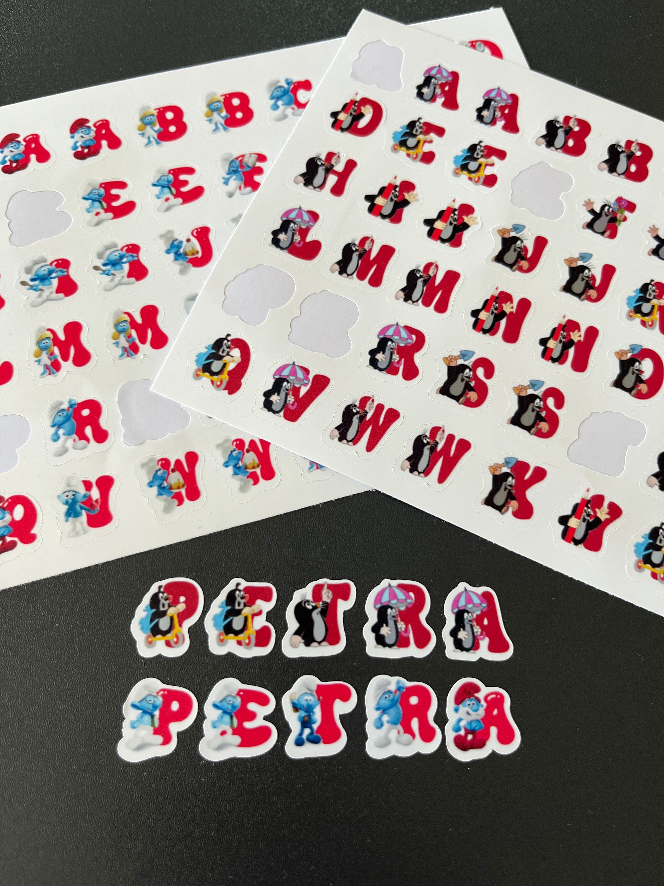 54 Dielna Sada, the Smurf Alphabet, Šmolková Abeceda, Stickers ...