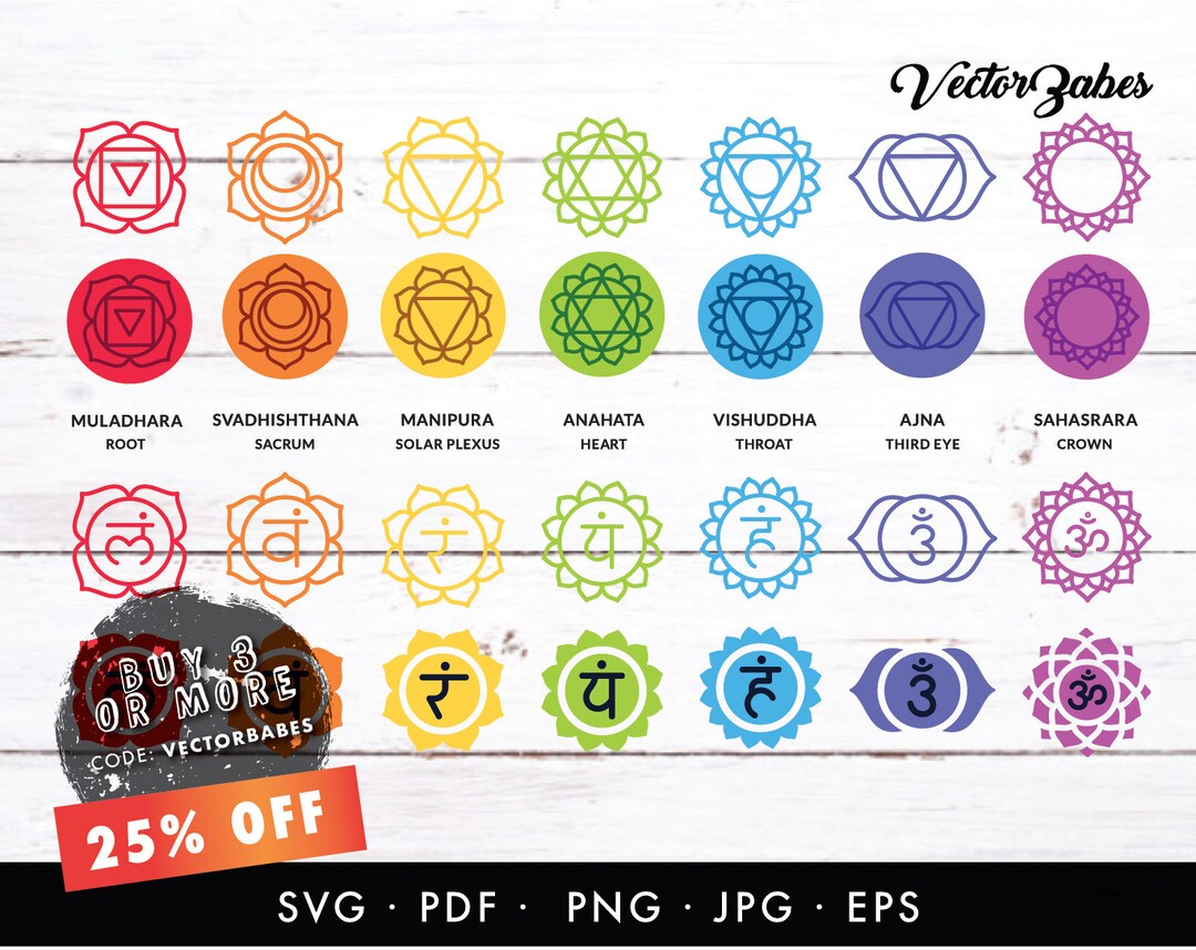 Chakra Cut File Complete Chakra Set Reiki Laser Cut Template Yoga Svg ...