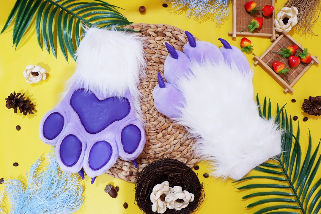 Custom Fursuit Hand Paws: Fluffy Furry Partial With Leather Pads - Etsy