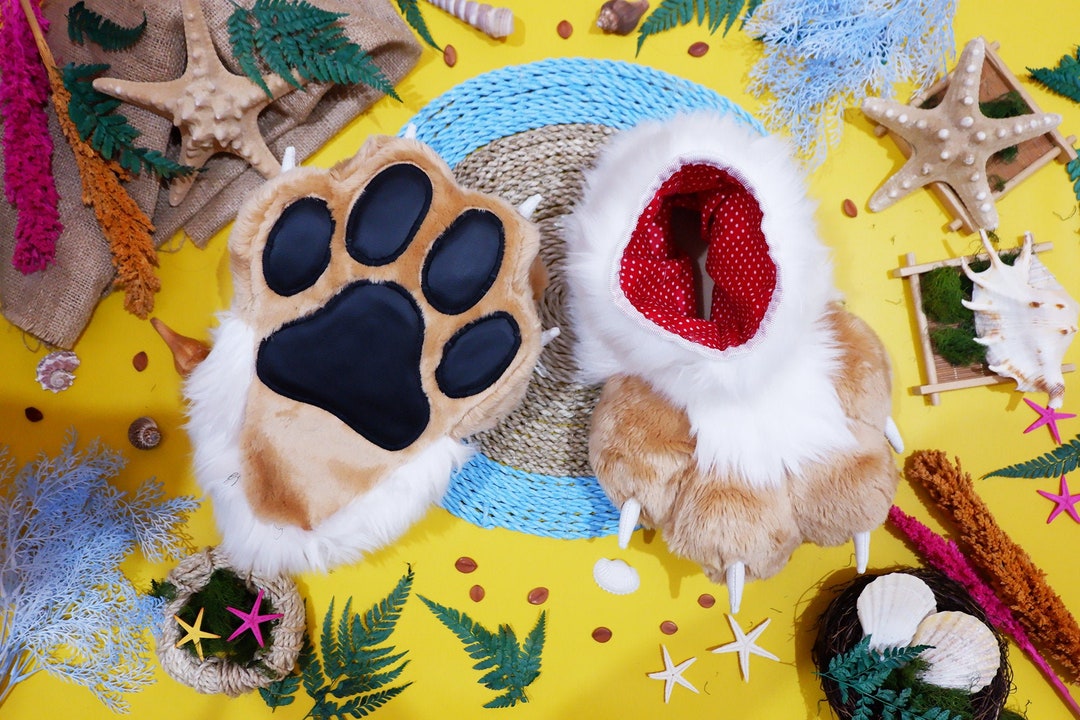 Fursuit Feet Paws Custom Any Color Cute Fluffy Indoor Fursuit Feetpaws ...