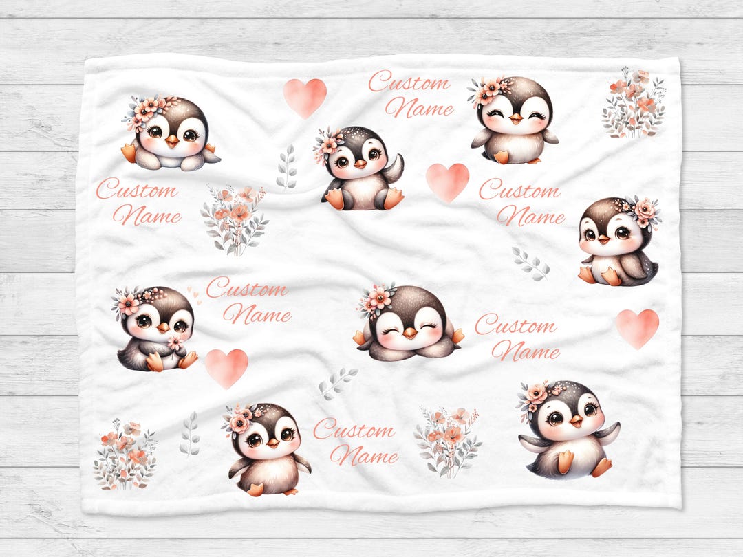 Penguin Baby Blanket | Penguin Blanket| Personalized Baby Blanket ...