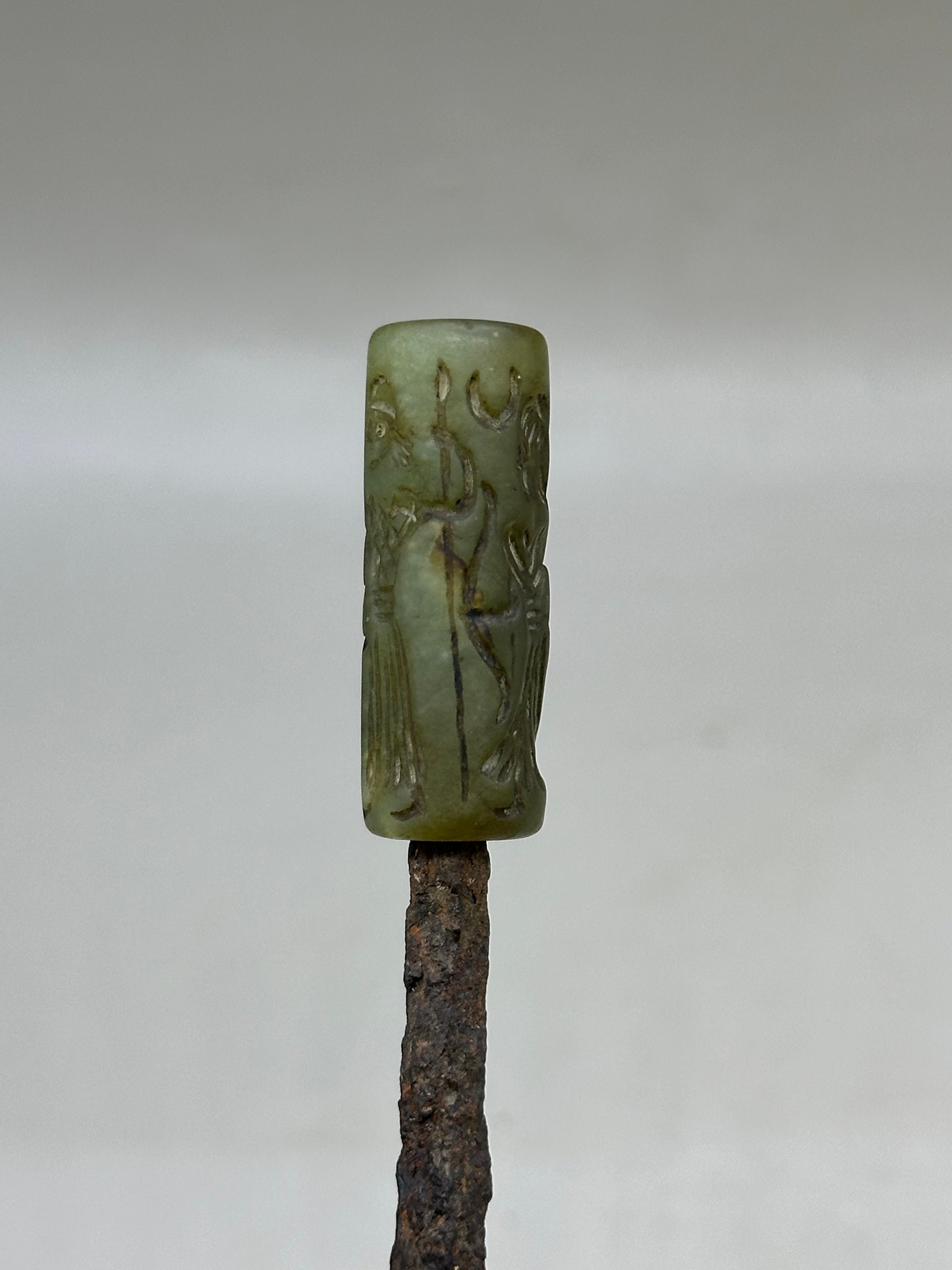 Roman Greek Cylinder Seal Incredibly Intaglio With Semi Precious Stone ...