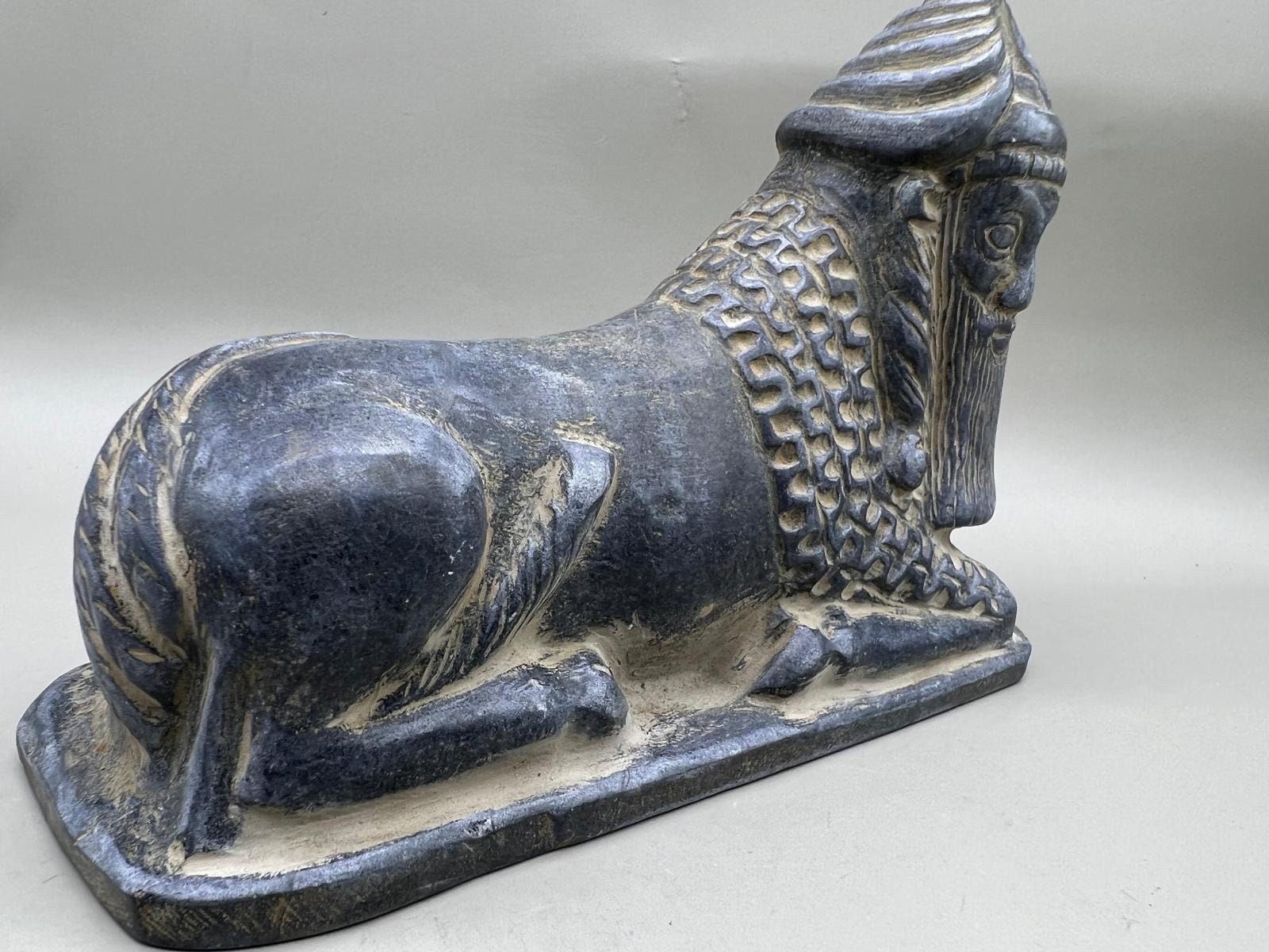 Ancient Near Eastern Bull Body and Male Head in Black Stone - Etsy