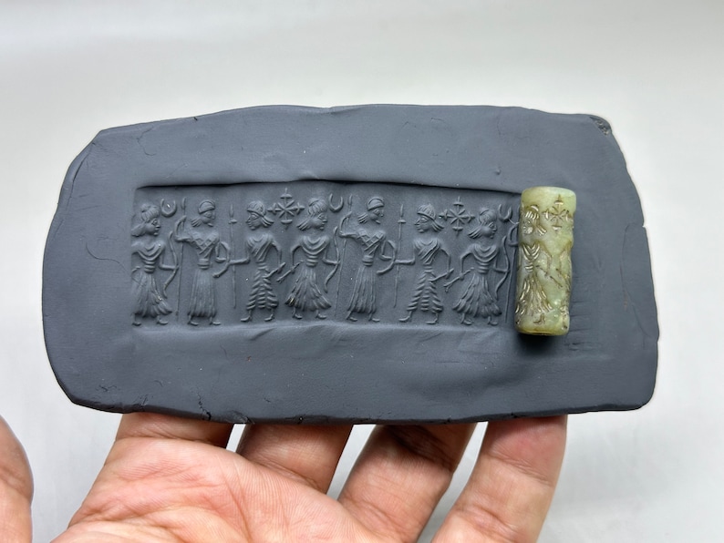 Roman Greek Cylinder Seal Incredibly Intaglio With Semi Precious Stone ...