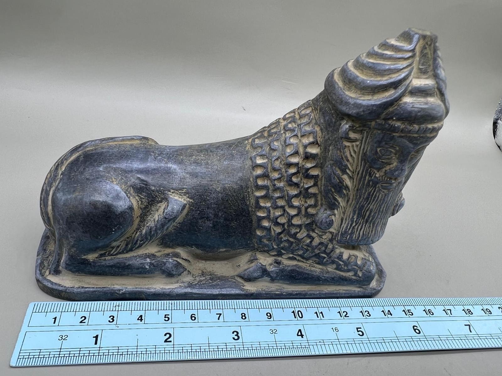 Ancient Near Eastern Bull Body and Male Head in Black Stone - Etsy
