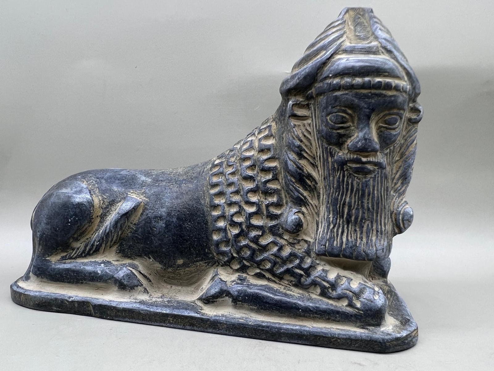 Ancient Near Eastern Bull Body and Male Head in Black Stone - Etsy