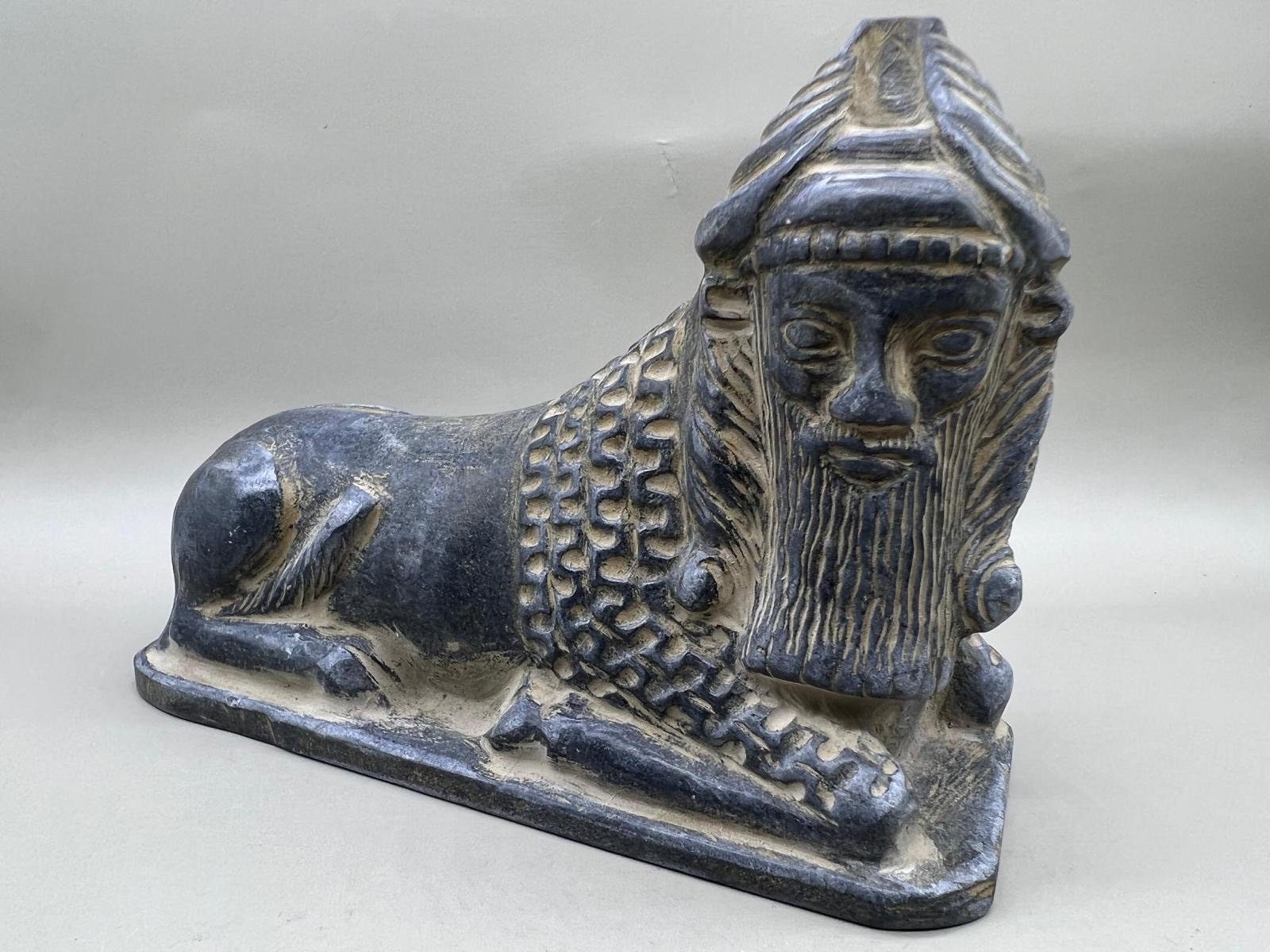 Ancient Near Eastern Bull Body and Male Head in Black Stone - Etsy