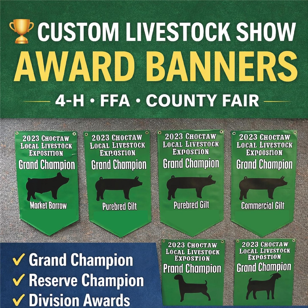 Custom Shaped Livestock Show Award Banner - County Fair Grand Champion ...