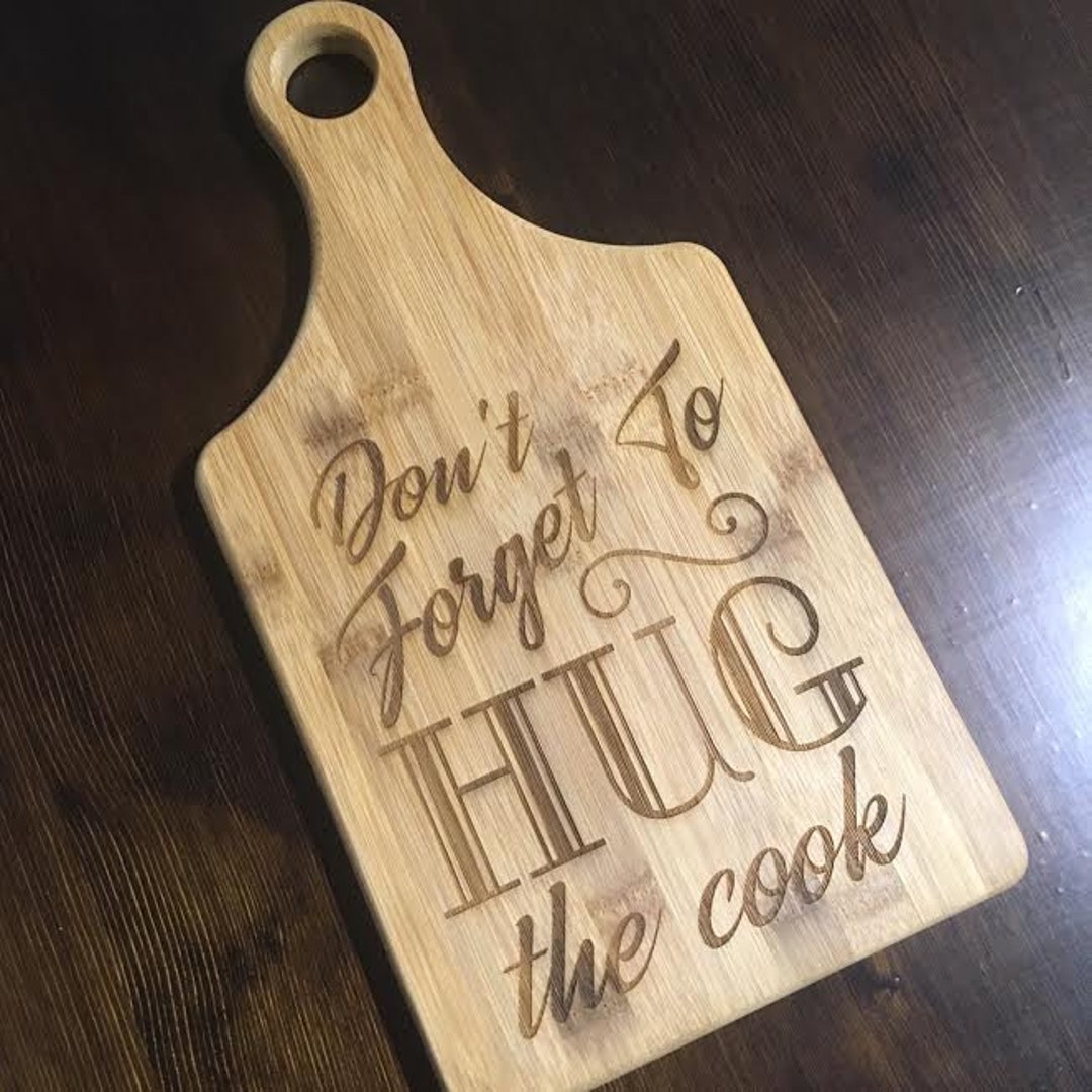 Hug the Cook Engraved Cutting Board Great Mothers Day Cutting Board ...