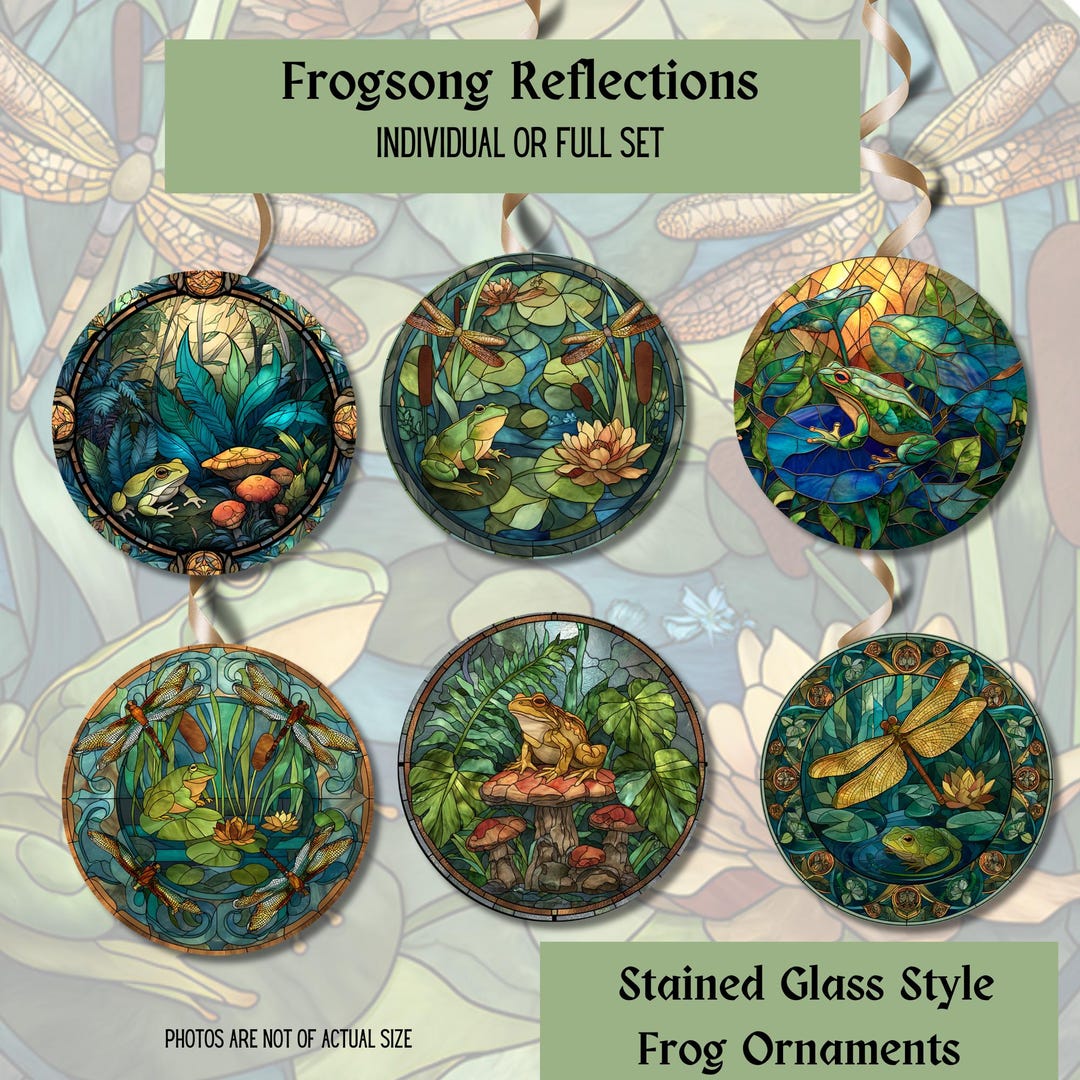 Stained Glass Frog Ornaments, Ornament Set, Tree Decorations, Handmade ...