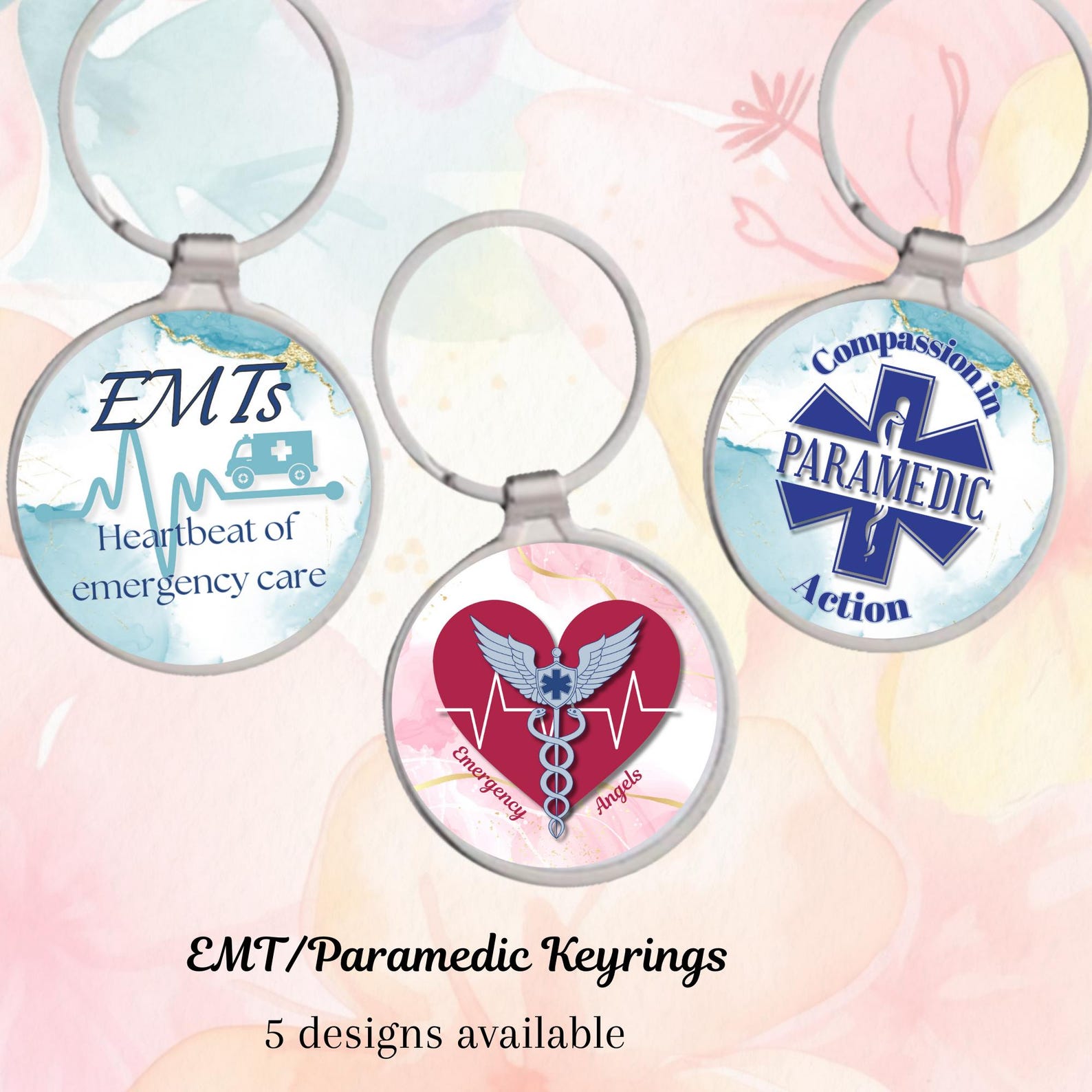 EMT/ Paramedic/ Metal Keyring/ Round Keyrings/ First Responder Gifts ...