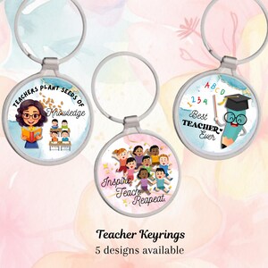 Teacher/ Metal Keyring/ Round Keyrings/ Educator Gifts/ Teacher ...