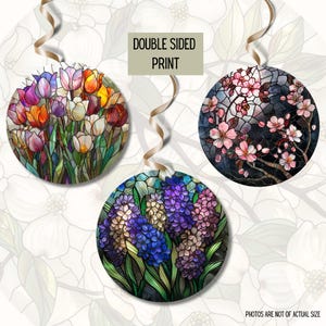 Stained Glass Spring Floral Ornaments, Ornament Set, Tree Decorations ...