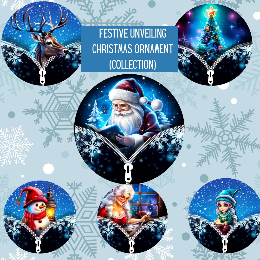 Zipper Unveiled, Christmas Characters, Santa, Elf, Reindeer, Snowman ...