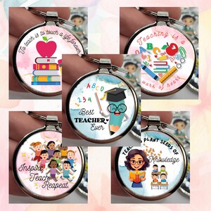 Teacher/ Metal Keyring/ Round Keyrings/ Educator Gifts/ Teacher ...