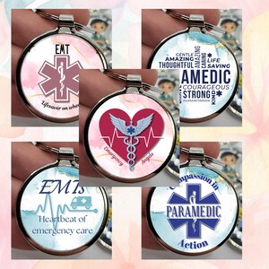 EMT/ Paramedic/ Metal Keyring/ Round Keyrings/ First Responder Gifts ...