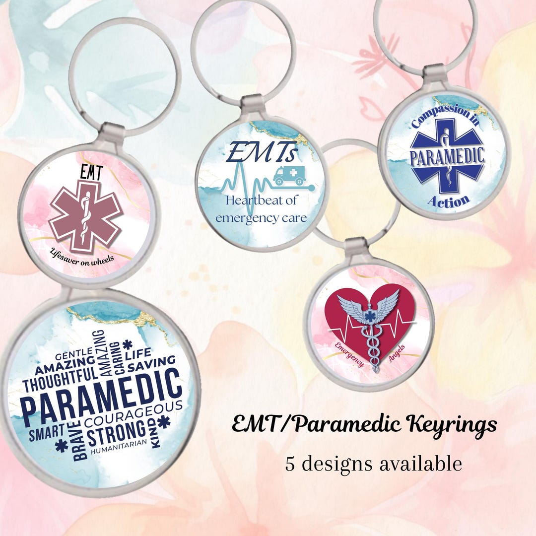 EMT/ Paramedic/ Metal Keyring/ Round Keyrings/ First Responder Gifts ...