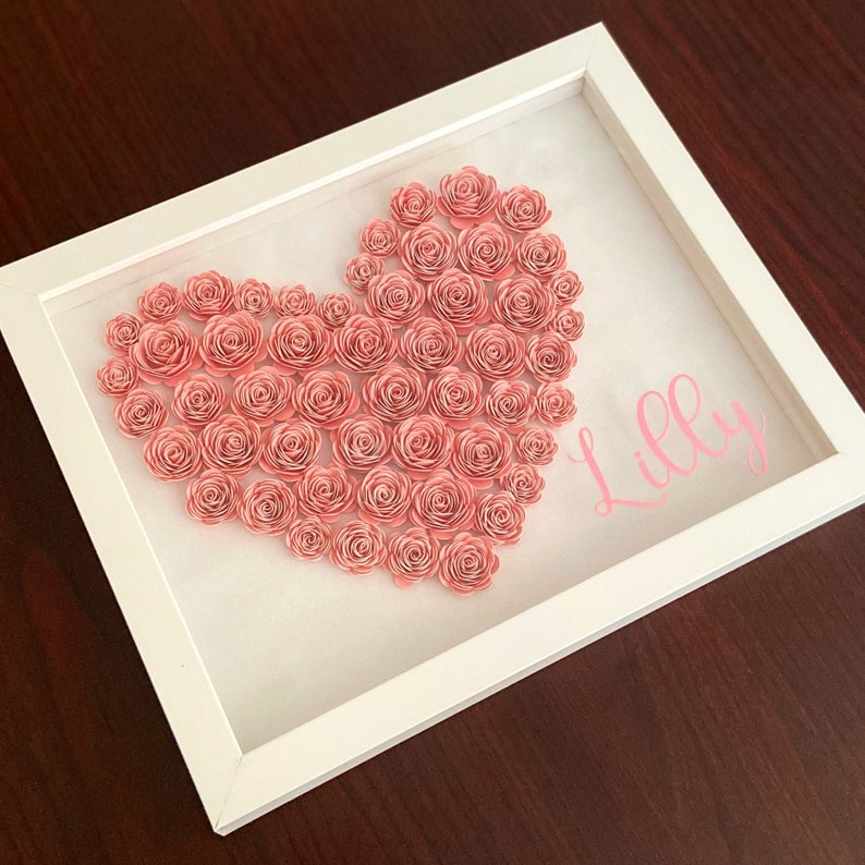 Heart Shape Rose Shadow Box With Name 8x10 Frame - Etsy