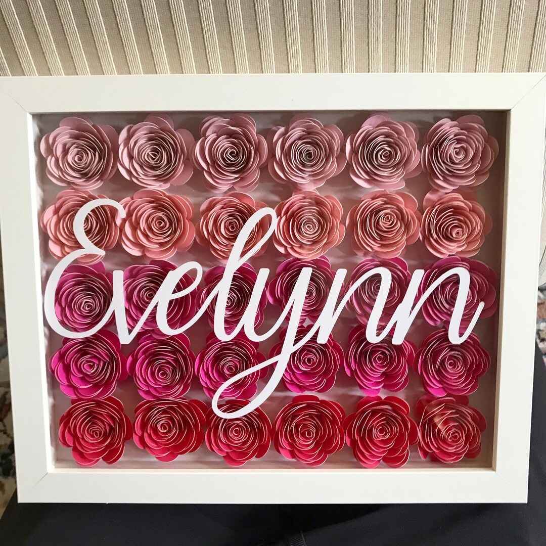 Ombre Rose Shadow Box With Customized Name 8x10 Frame - Etsy