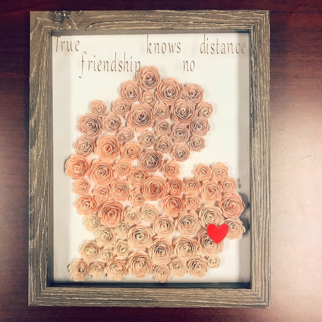 Michigan Shape Rose Shadow Box 8x10 Frame - Etsy