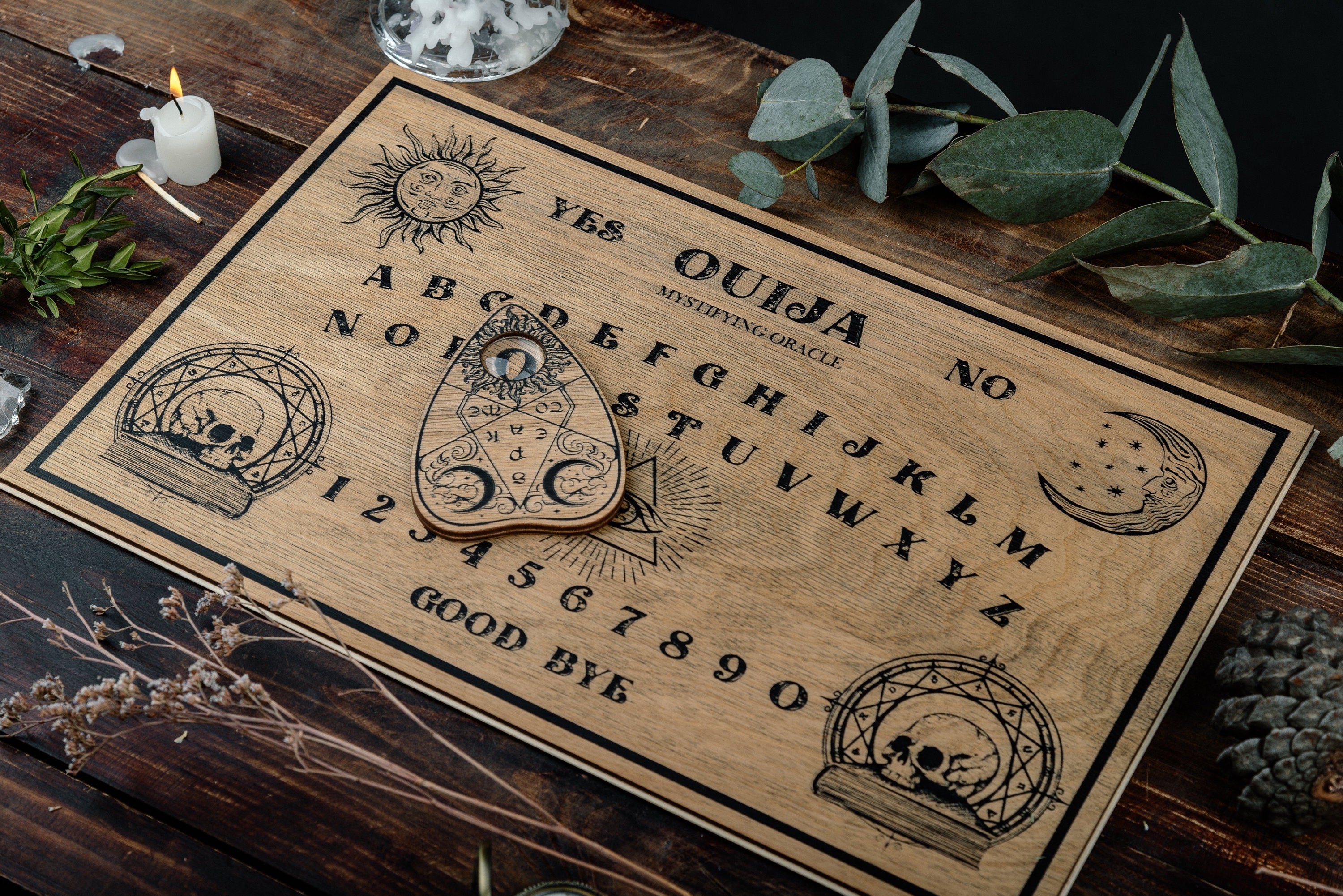 Ouija Board Natural Wood Spirit Game For Talking To The Etsy
