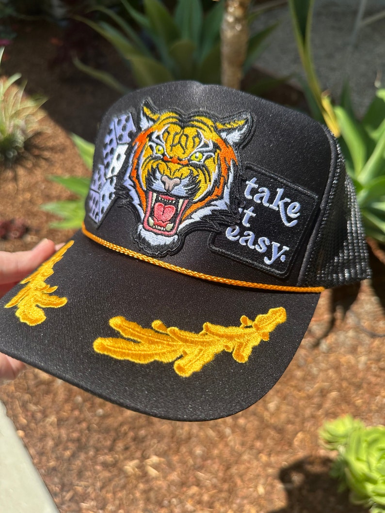 Trucker Hat With Patches- Take It Easy - Etsy