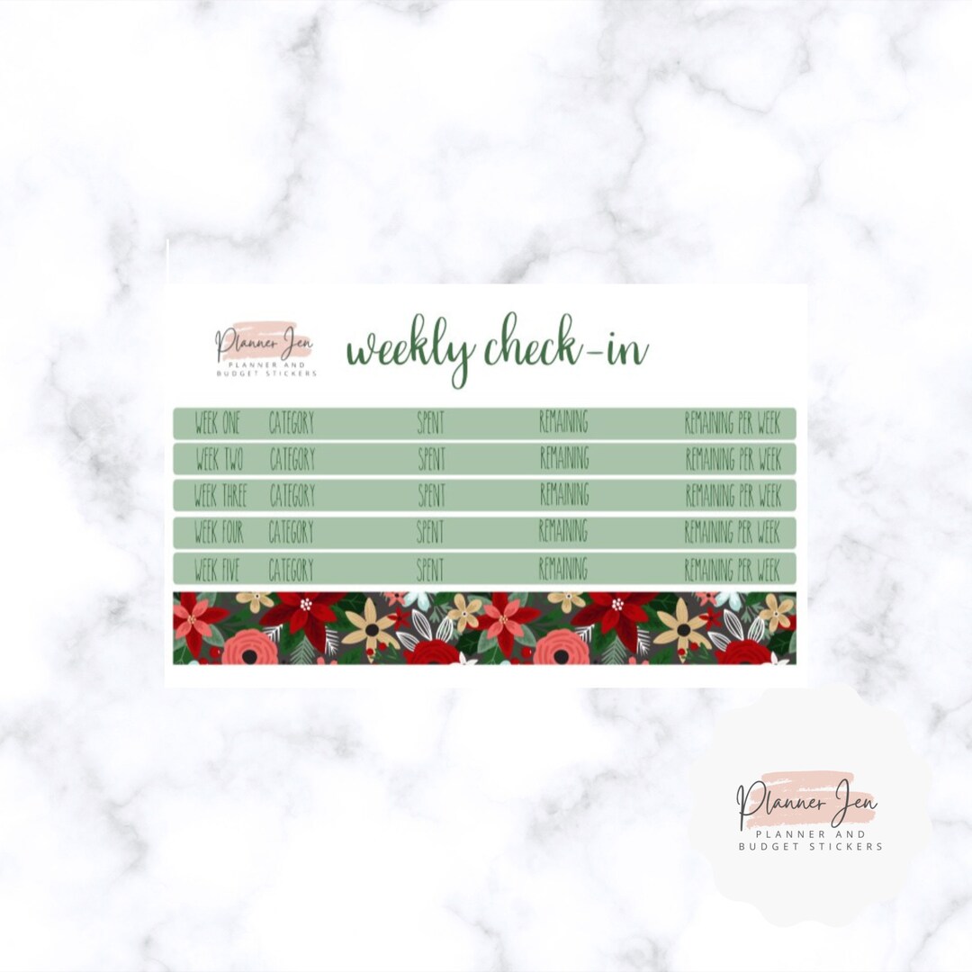 December Weekly Check-in Stickers Budget Kit for 7x9 Erin Condren ...