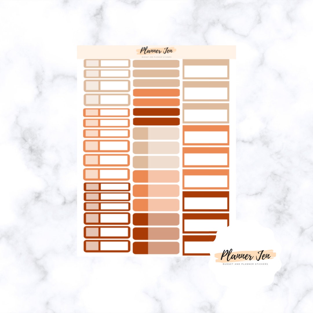 Colorful Boxes Stickers, Orange, Brown Boxes, October Colors, Planner ...