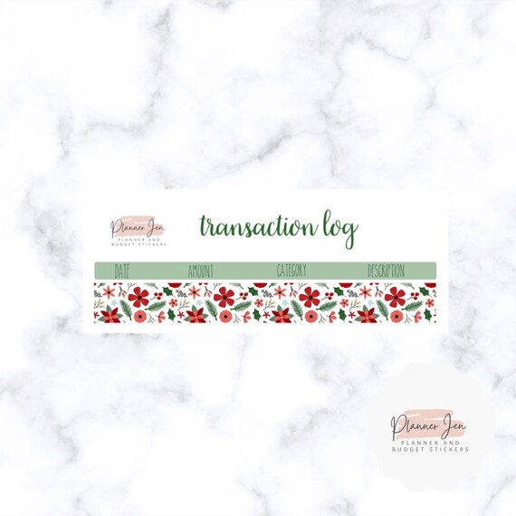December Transaction Log Budget Stickers for 7x9 Erin Condren - Etsy