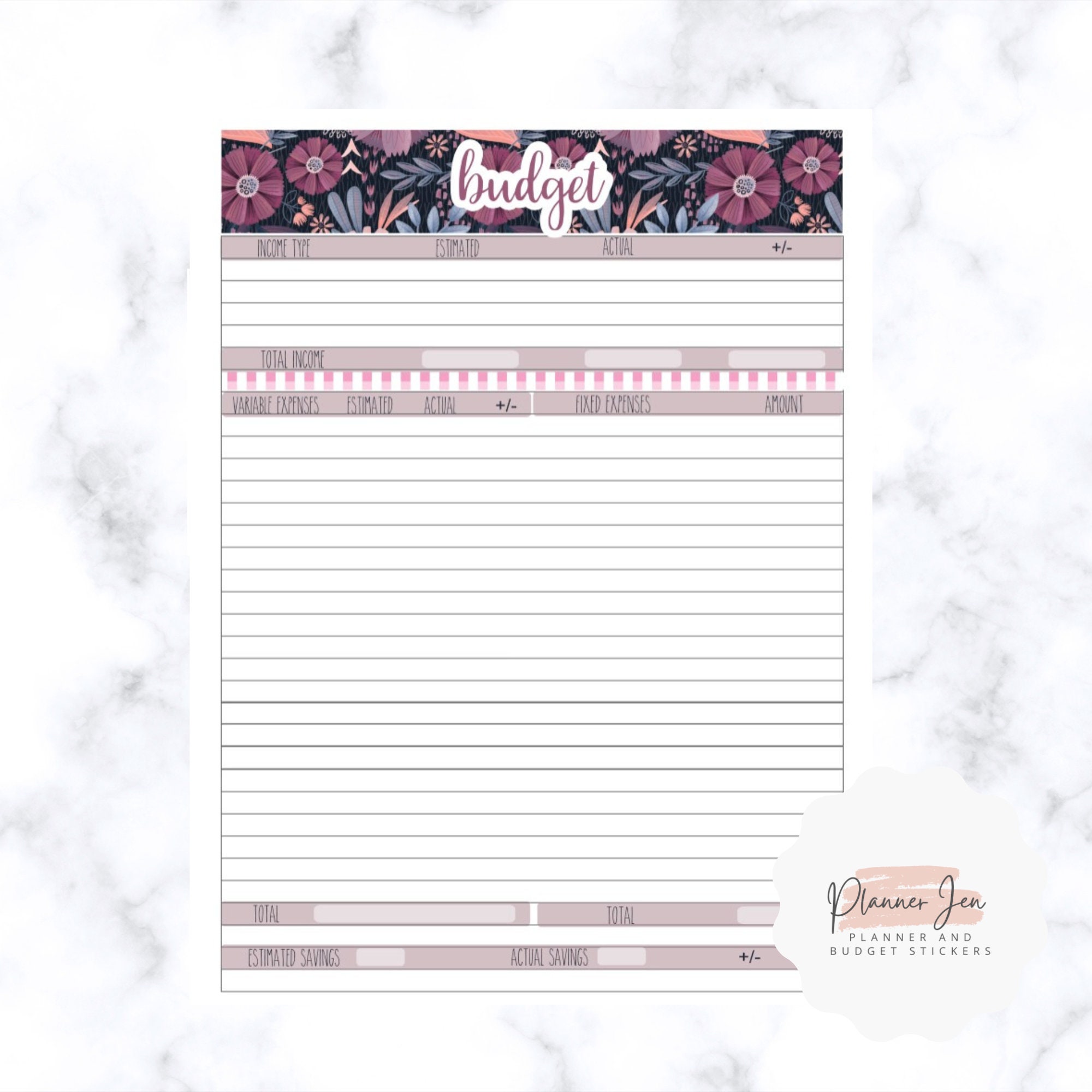 Monthly Budget Printable, Budget Draft Worksheet, Digital Download, PDF ...