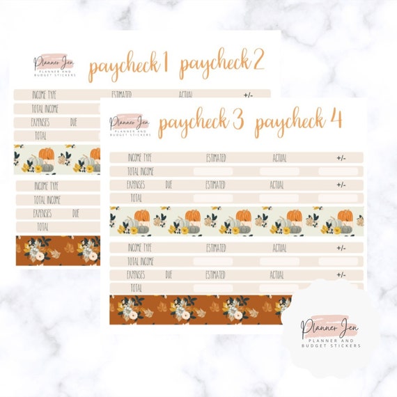 October Paycheck Budget Planner Sticker Kit Paycheck - Etsy