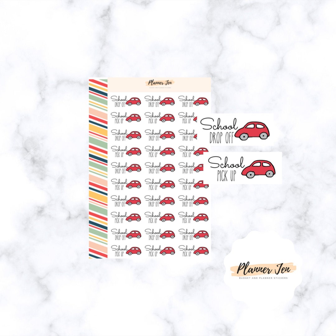 School Drop Off, Pickup Planner Stickers, Carpool, Matte Icon Stickers ...