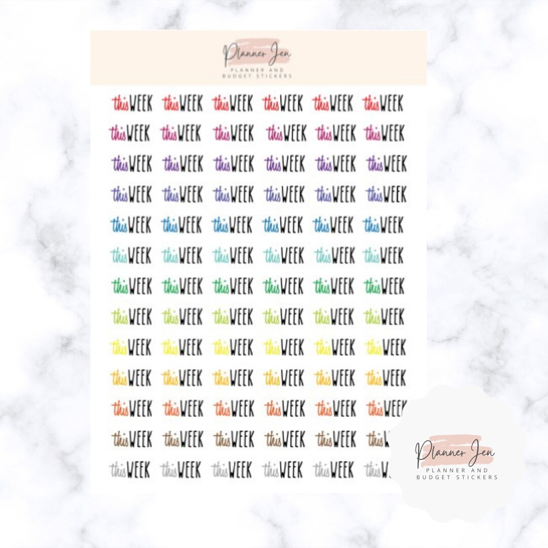 THIS WEEK Mini Script Stickers, Colorful and Black Mini Scripts ...