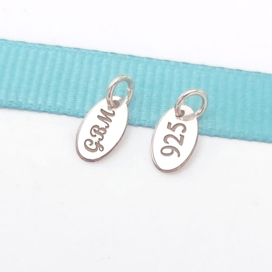 25 Pcs Sterling Silver Oval Brand Tags Charms, 925 Stamp Tags, Sterling ...