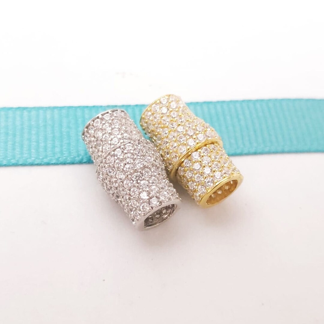 Sterling Silver Magnetic Clasp With Zircons, 925 Silver Magnetic Cord ...