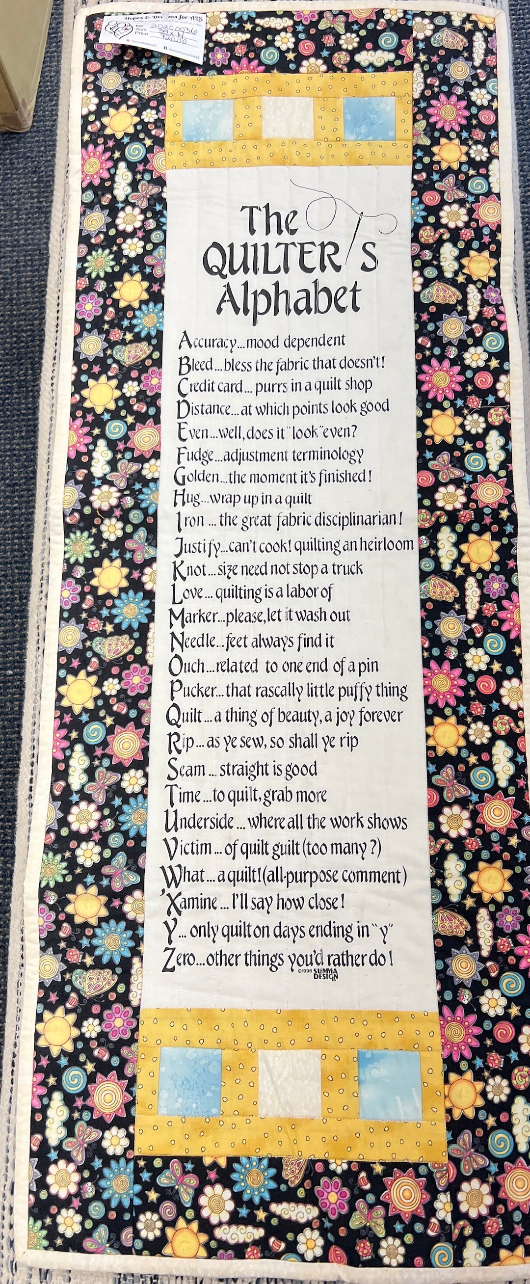 The Quilters Alphabet Handmade Table Runner - Etsy