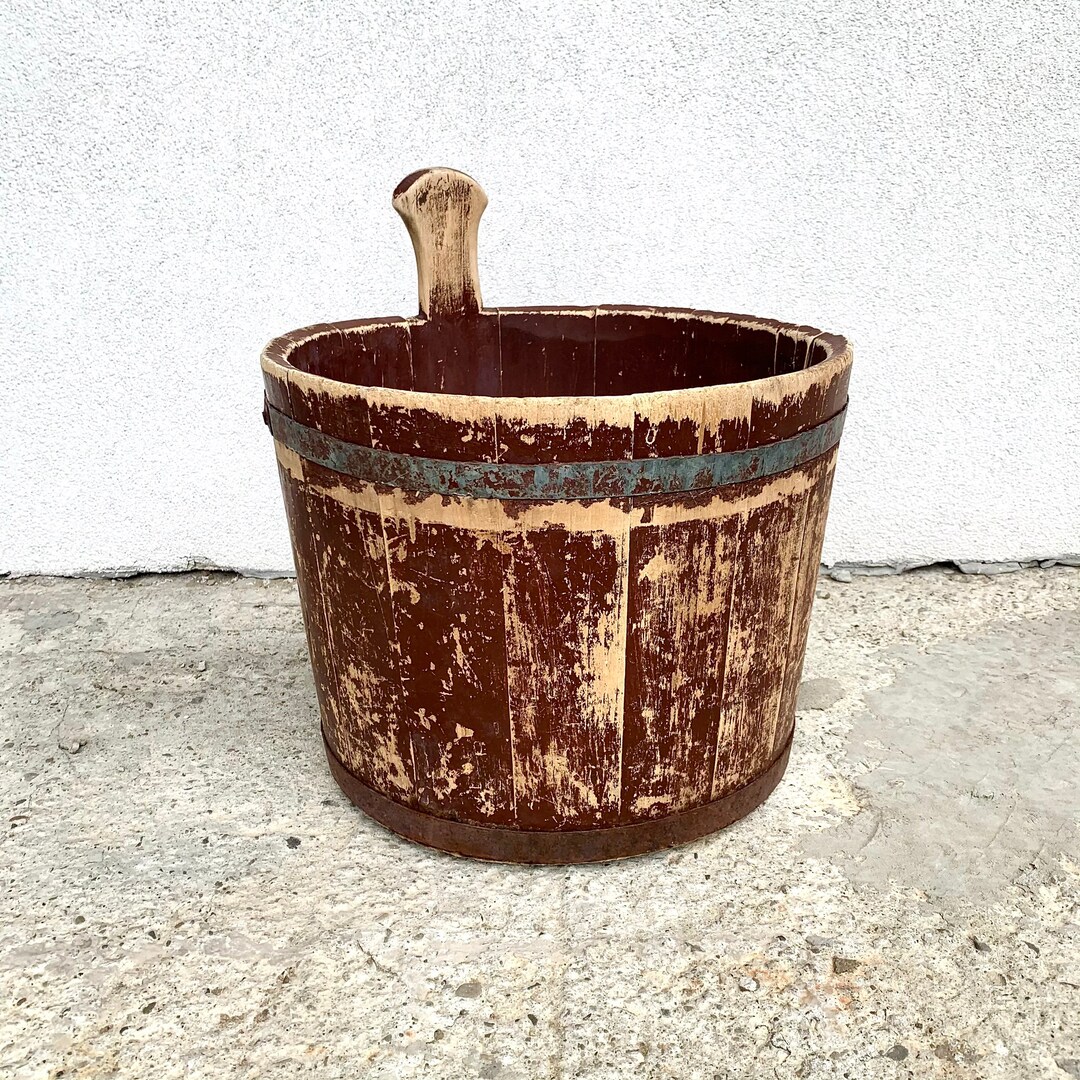 Ancienne ferme seau de traite en bois - Etsy France