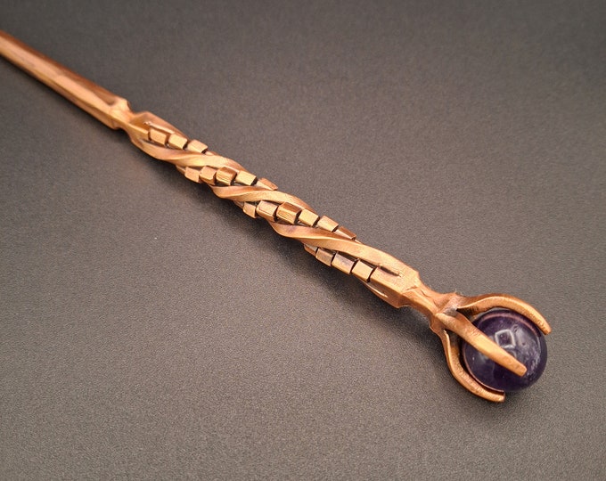 Wand of Copper Hand Forged Magic Wand With Twist Handle for Divination ...