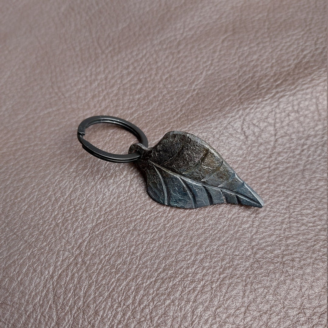 Hand Forged Leaf Keychain - Etsy
