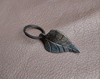 Hand Forged Leaf Keychain Pendant - Etsy