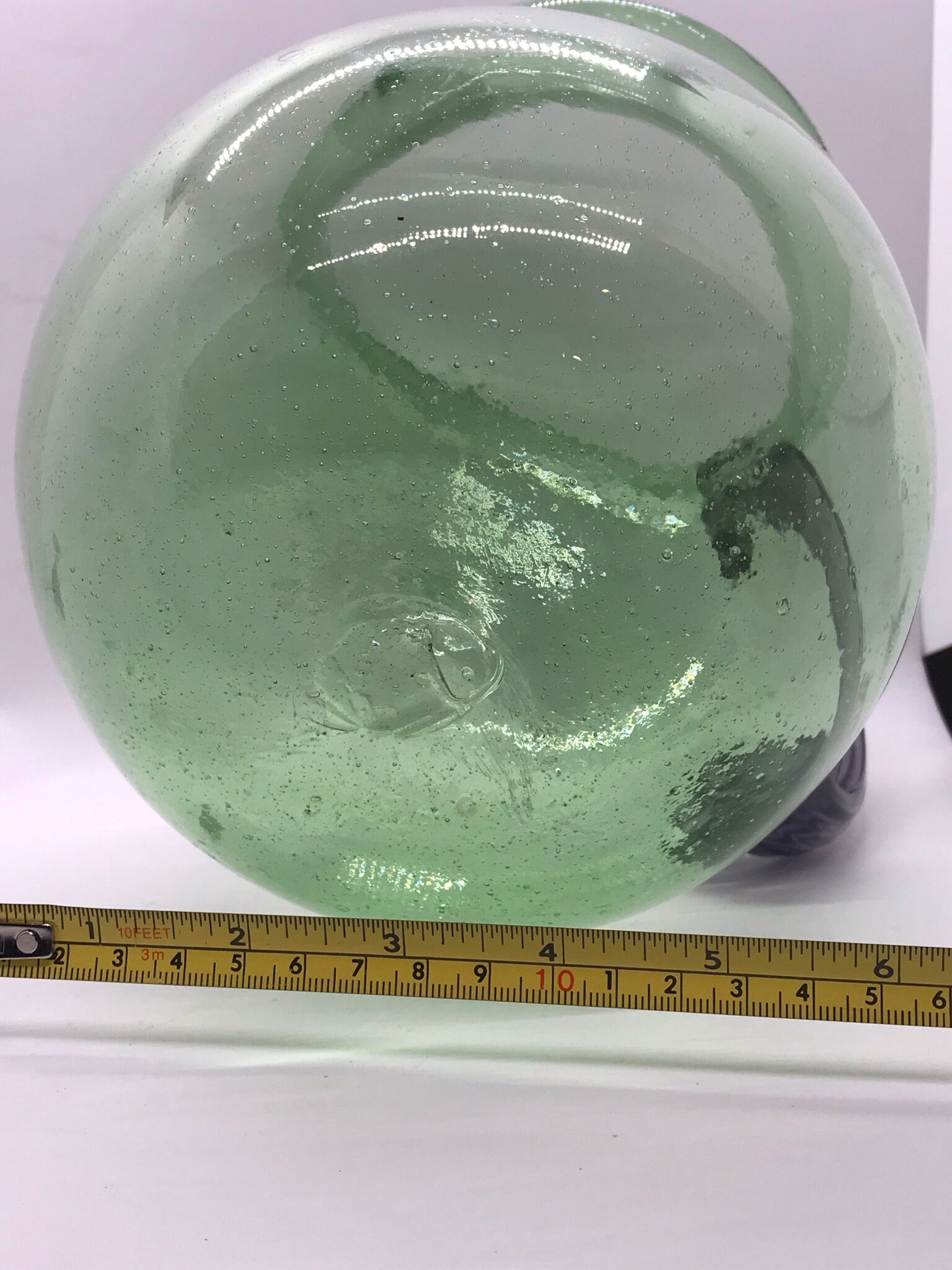 Bulbous Water Pitcher Hand Blown Clear Green With Purple | Etsy