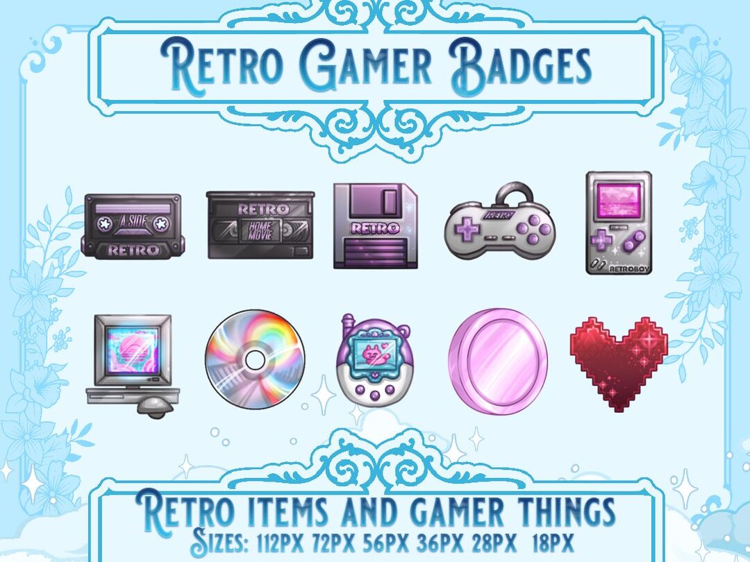Retro Gamer Badges (10 Pack) for Twitch, Youtube, Discord | Streaming ...