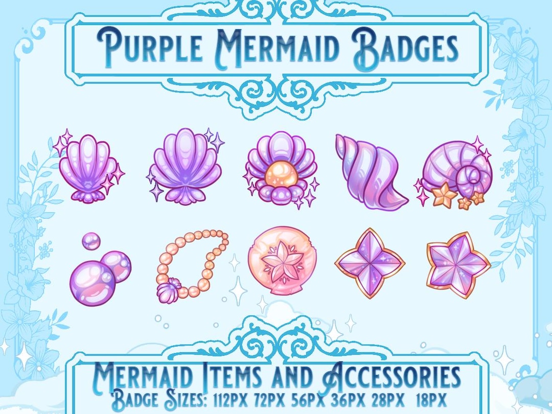 Purple Mermaid Badges: Twitch, Youtube, Discord (10 Pack) (digital ...