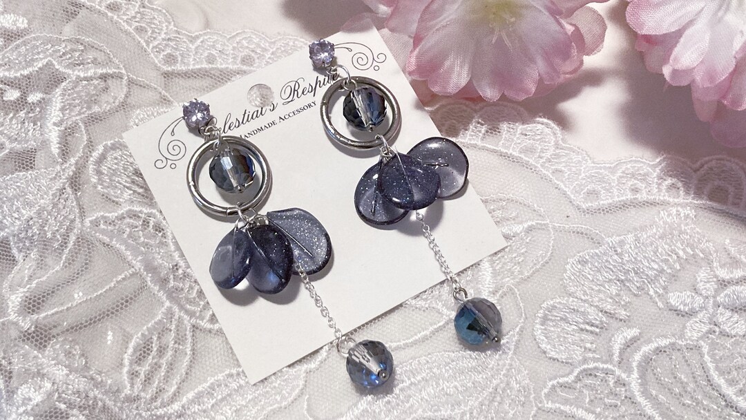 Steel Blue Drop Tears With Jewels and Rhinestones Earrings Jewels Gems ...